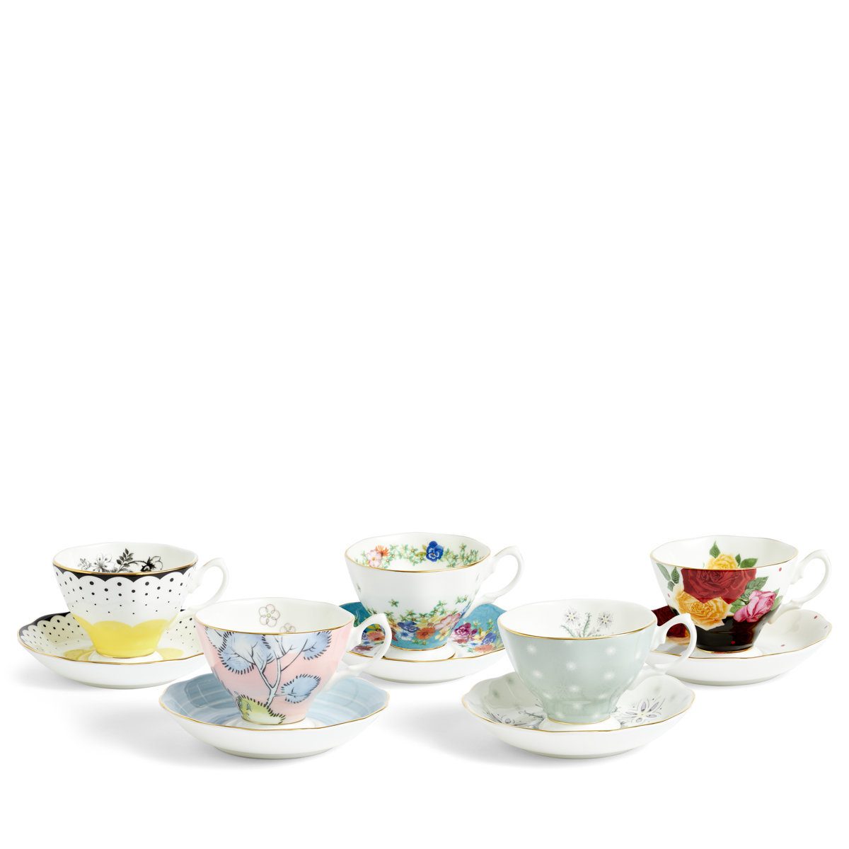 Royal Albert 100 Years Teacup & Saucer 1920 - 1960, Set of 5 | Wayfair